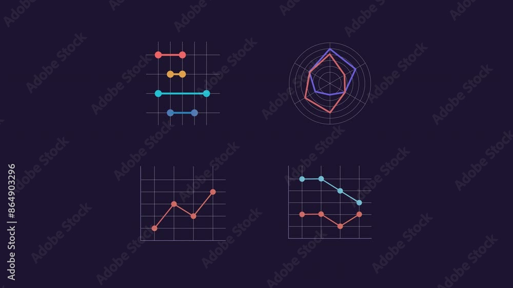 Linear Charts Animations Data Graphs Animated Elements Moving Dots Rectangles Dumbbell Plot