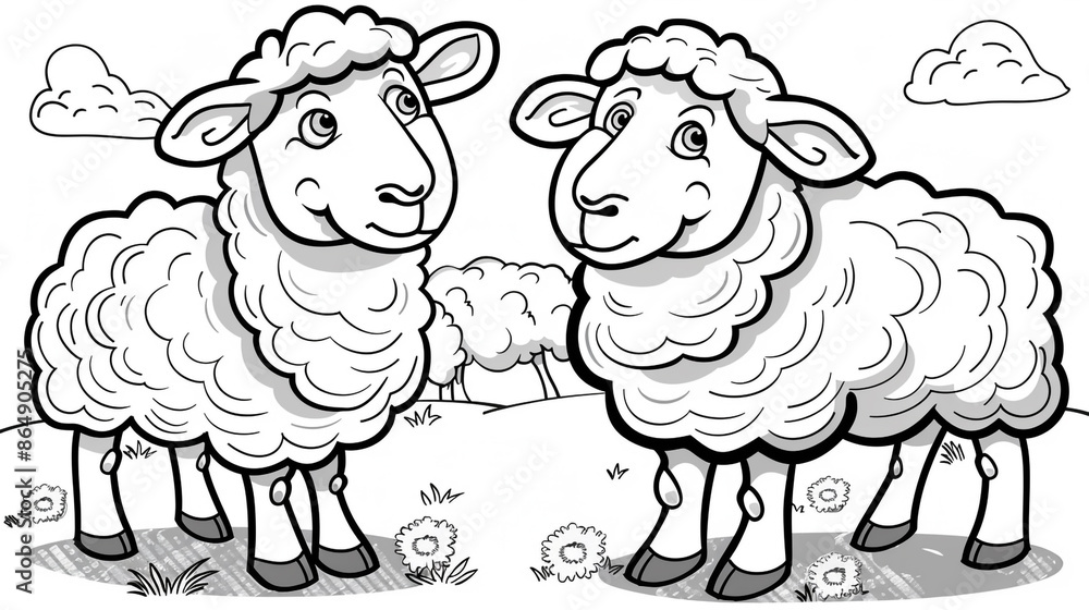 Cartoon sheep, outlined for coloring. Stock Illustration | Adobe Stock
