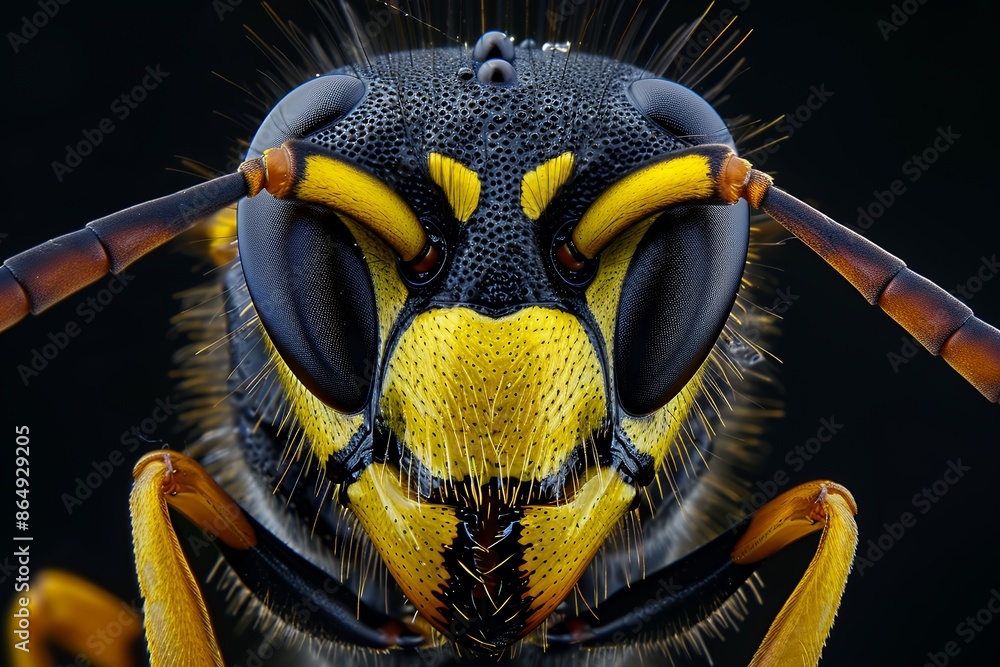 Wasp, a very detailed photo of the wasp's face and body, macro ...