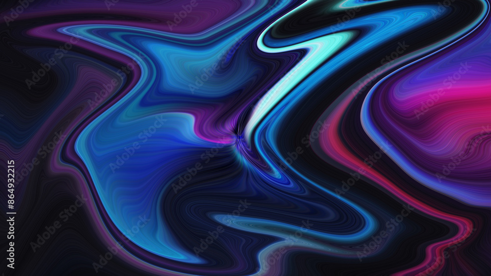 4K Bright abstract background with flowing forms and kinetic neon waves ...