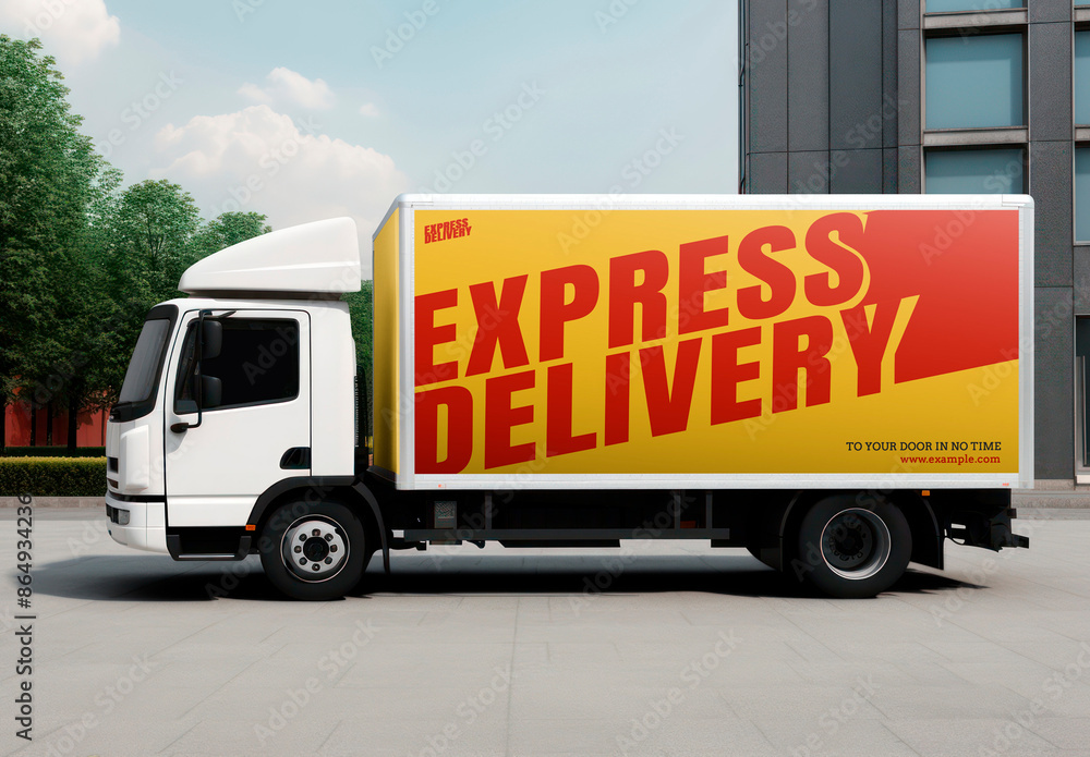 Delivery Truck Mockup With Generative AI Stock Template | Adobe Stock
