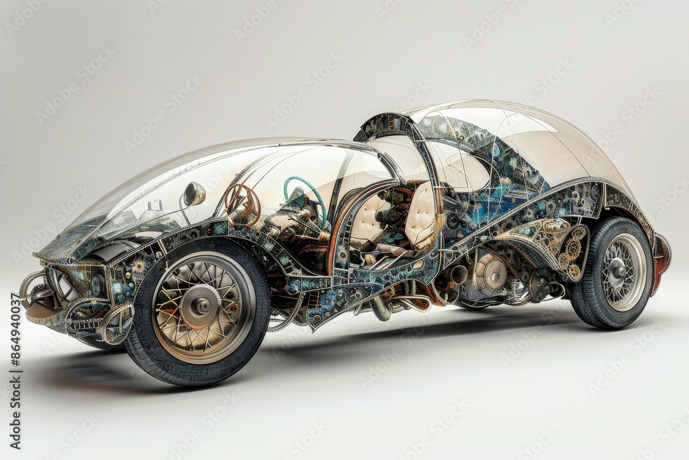 A car pieced together from an assortment of parts, creating a unique ...