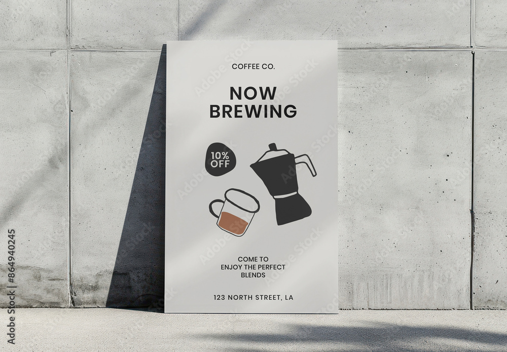 Leaning Sign Mockup With Generative AI Stock Template | Adobe Stock