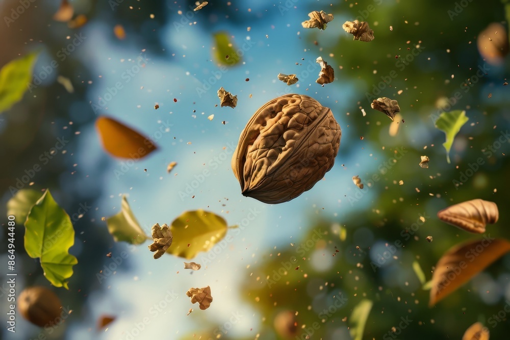 Multiple nuts in various shapes and sizes are seen flying through the ...