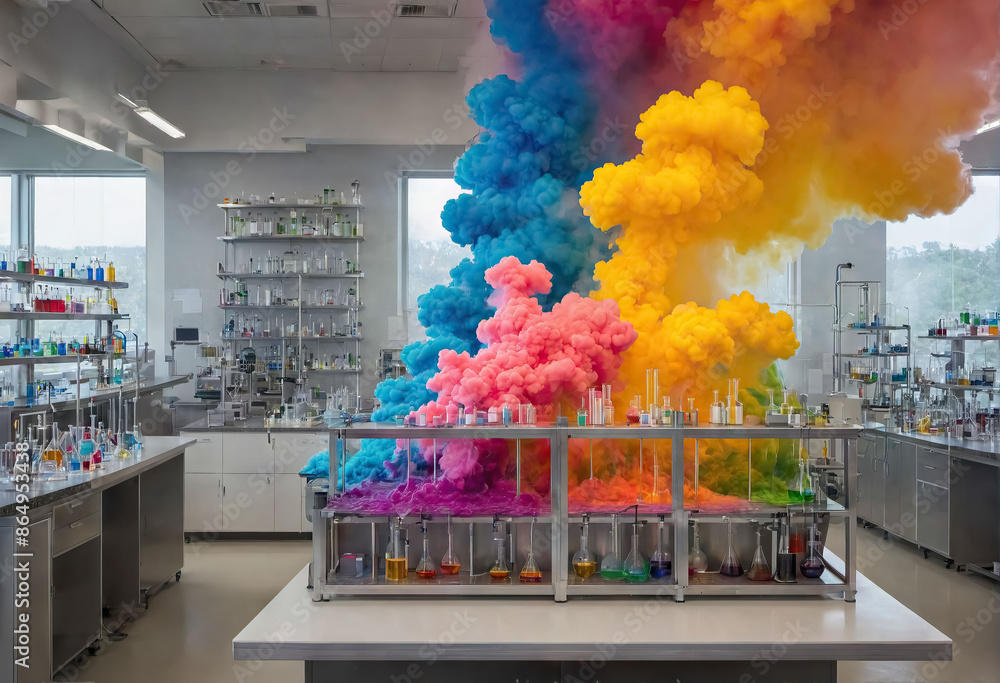 Interior of clean modern white medical or chemical laboratory ...