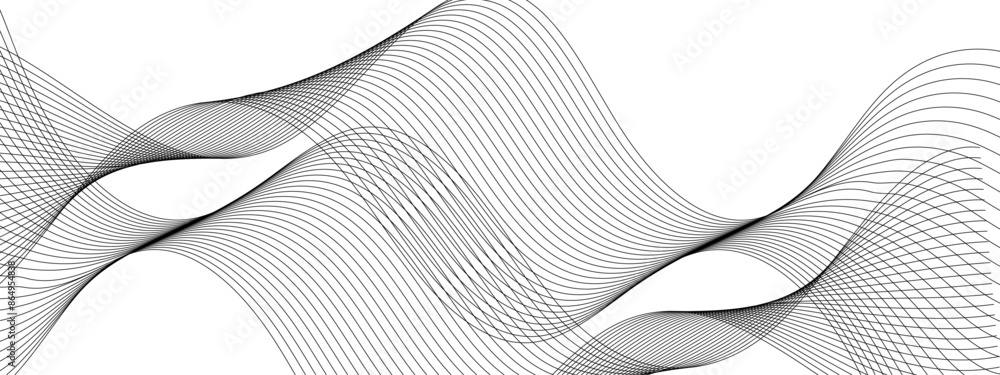 Abstract wave and curved blend lines on transparent background. Sound ...