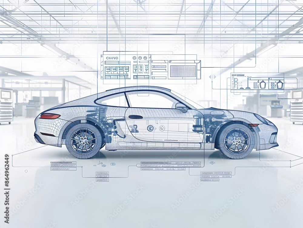 Minimalist Infographic Blueprint of Automotive Component Manufacturing ...