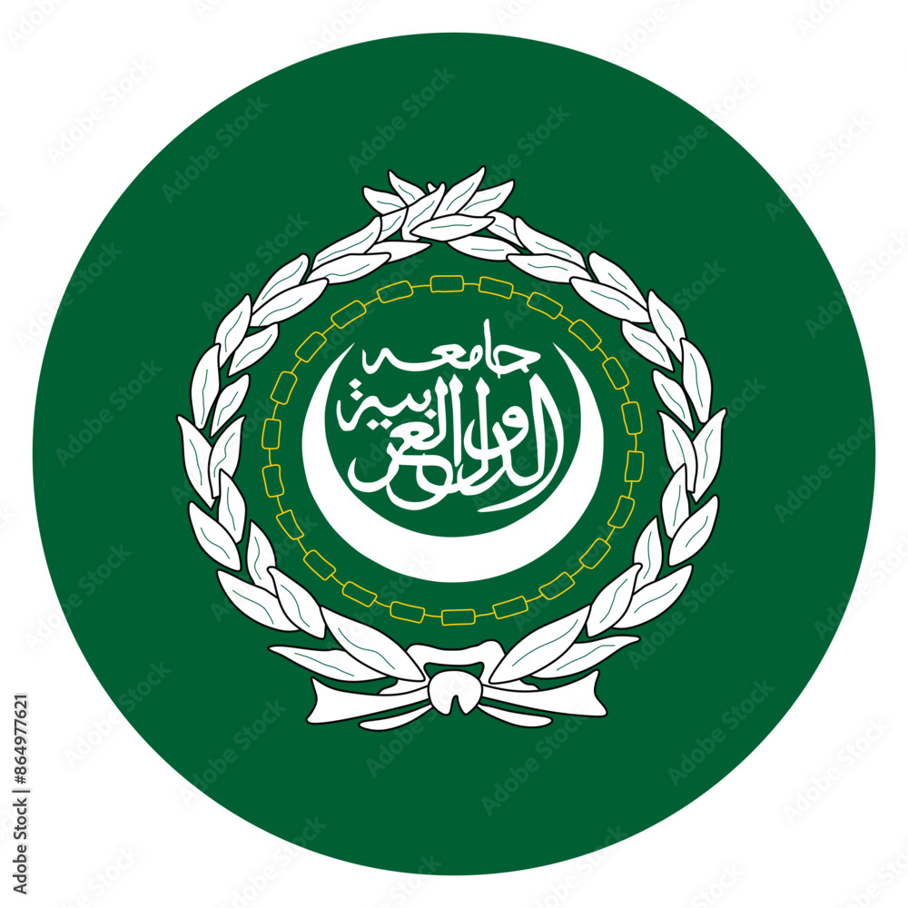Circle badge Arab League flag button vector illustration isolated ...