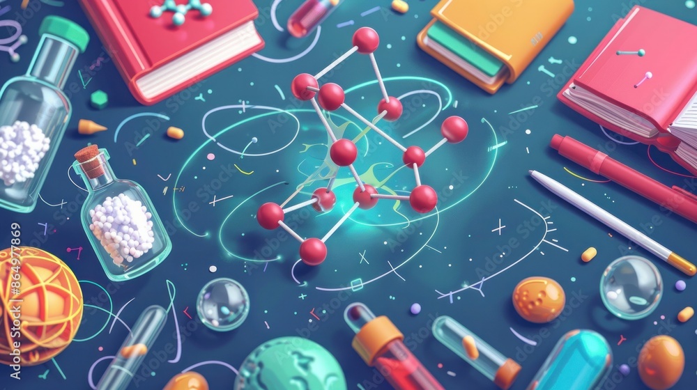 Physics flat concept vector illustration. School subject. Natural ...