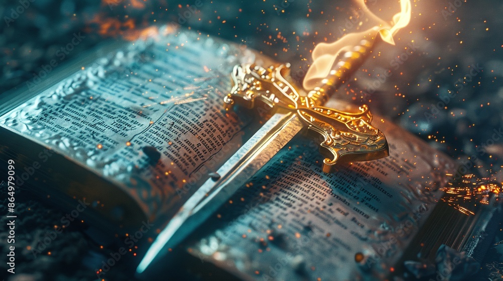 Sword of the spirit. Holy bible. For the word of God is living and ...