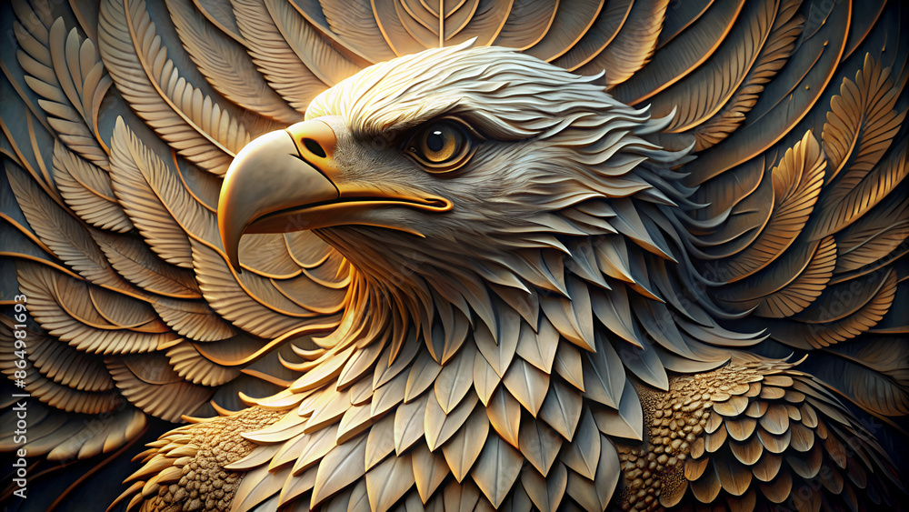 Beautiful eagle 3d relief wallpaper. Mural wallpaper. Wall art. AI ...
