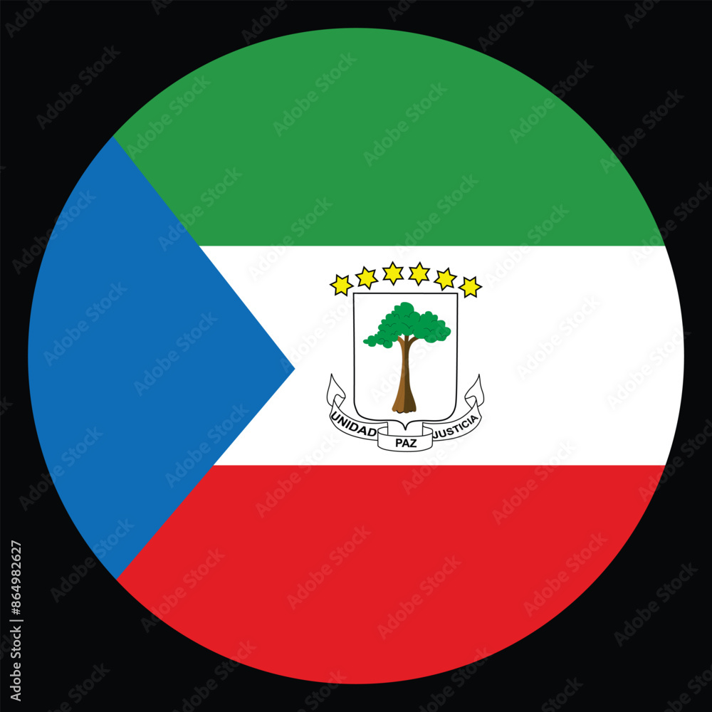 Circle badge Equatorial Guinea flag button vector illustration isolated ...