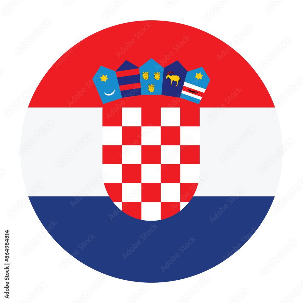 Circle badge Croatia flag button vector illustration isolated. Coat of ...