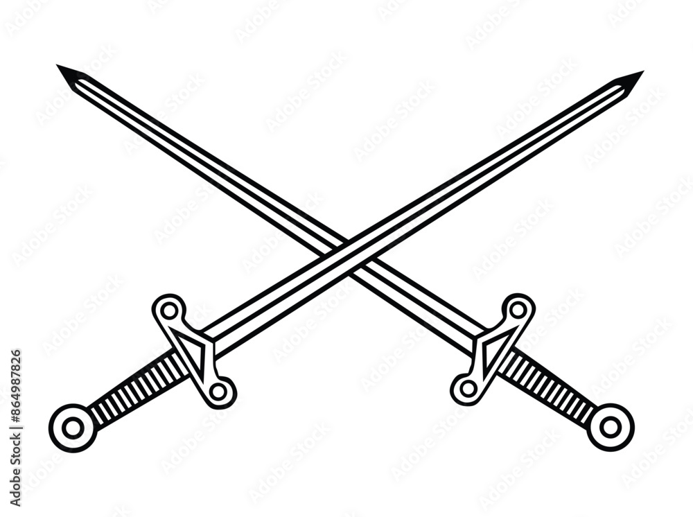 Crossed swords vector silhouette illustration isolated on background ...