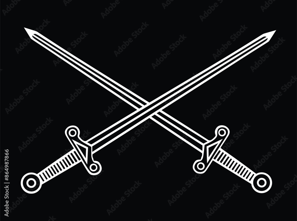 Crossed swords vector silhouette illustration isolated on background ...