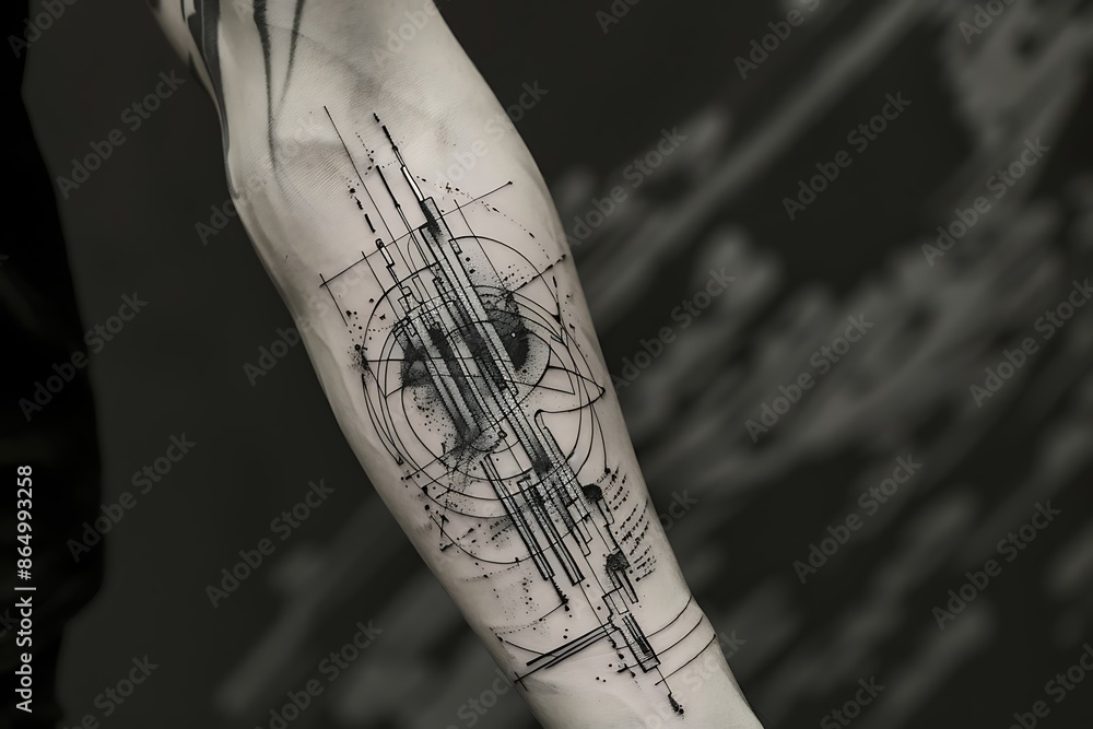 Detailed tattoo of a candlestick chart pattern on an arm. Stock Photo ...