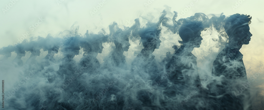 A collection of haunting and surreal images featuring ethereal, smoky ...