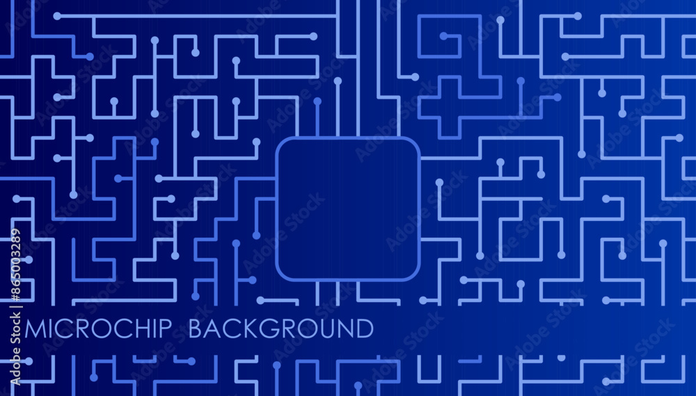 Horizontal blue processor circuit board abstract background with ...