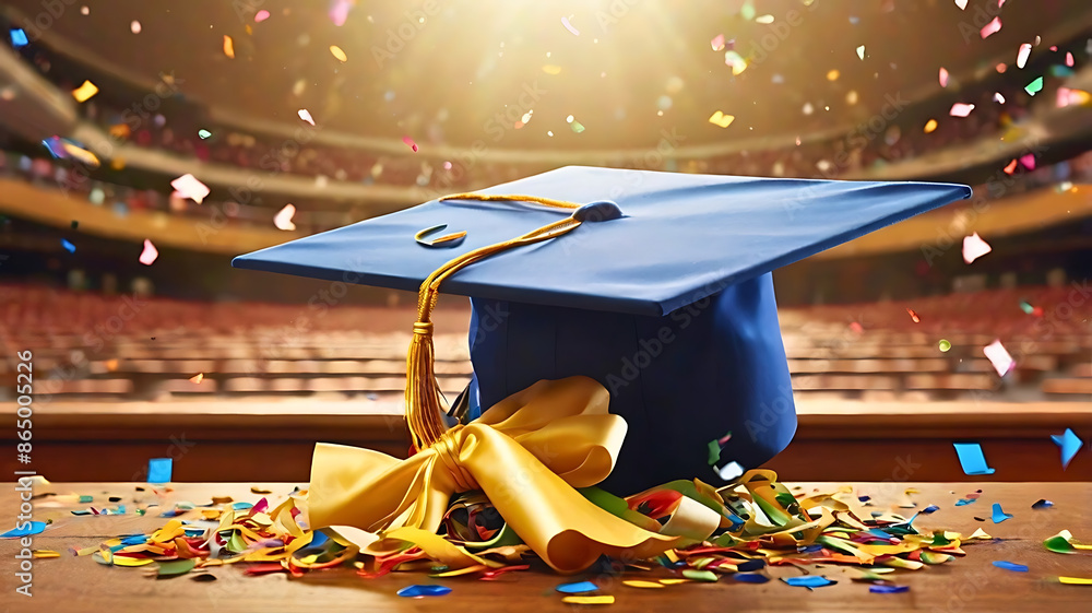 Back to school graduation background with toga, graduation cap, and ...