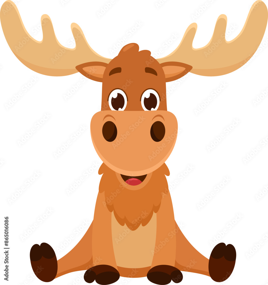 Cute Moose Animal Cartoon Character. Vector Illustration Flat Design ...