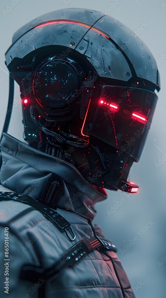 Lone Cyborg Infiltrator in Advanced VR Stealth Rig Stealthily Navigates ...