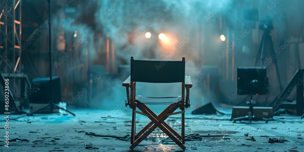 Solitary Director's Chair on Film Set with Eerie Backdrop. Concept Film ...