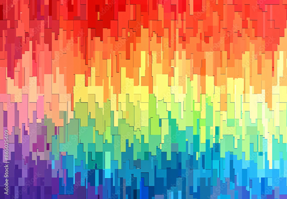 A pixelated mosaic texture with a vertical gradient of rainbow colors ...