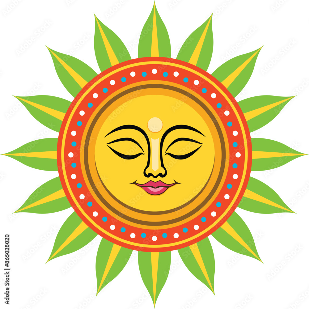 Traditional Sinhala And Tamil New Tear Sun In Sri Lanka Vector Illustration Art Stock Vector