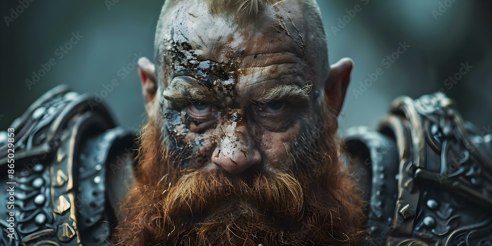 Mighty Dwarf Warrior with a Long Beard Radiating Power and Strength ...