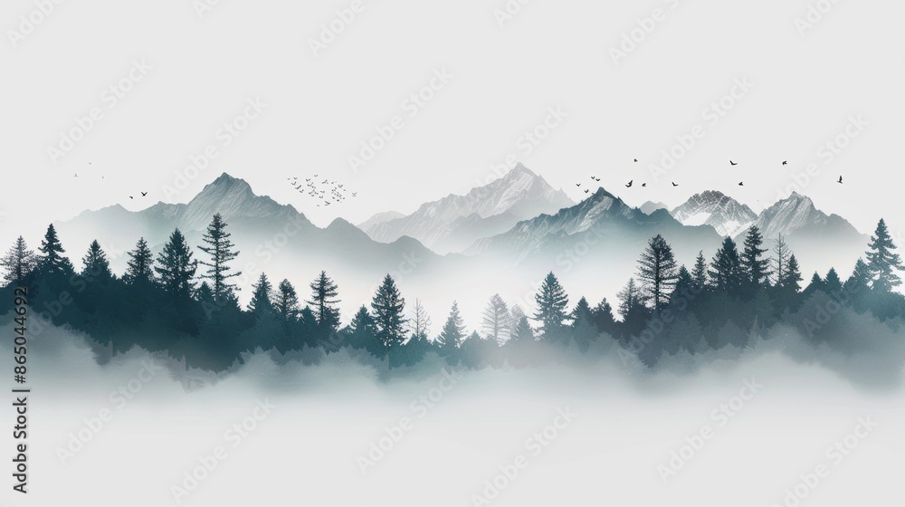 Adaptive, minimalist e-ink wallpaper with nature scenes. Stock ...