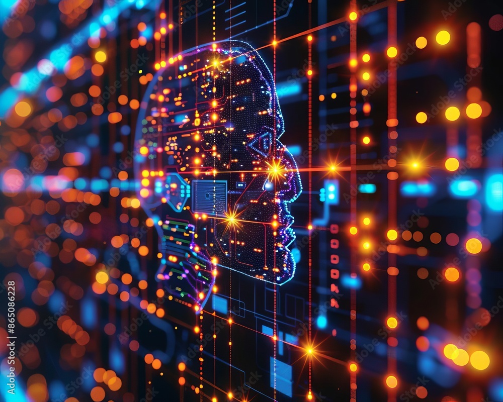 Advanced AI system analyzing big data with machine learning algorithms ... Advanced AI system analyzing big data with machine learning algorithms ...