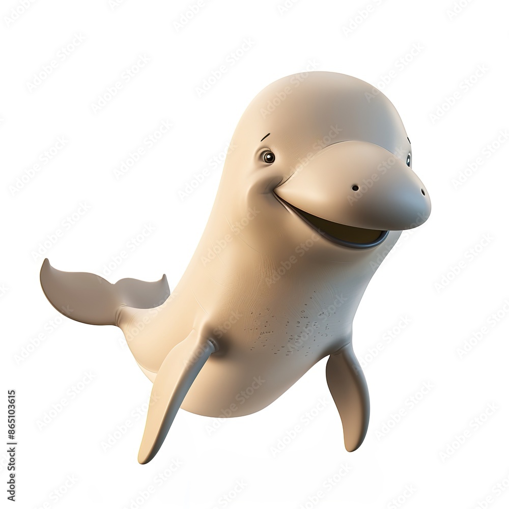 Dugong 3D cartoon isolated whitebackground Stock Illustration | Adobe Stock