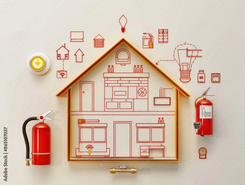 Home fire safety checklist (smoke alarm, fire extinguisher, escape plan ...