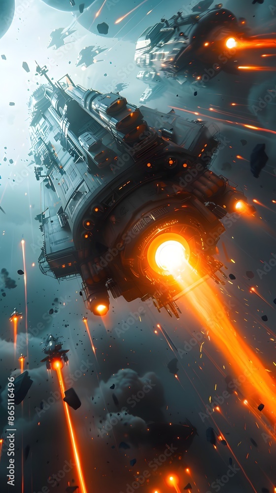 Colossal Interstellar Warfare with Towering Battlecruisers Exchanging ...