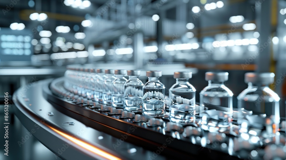 pharmaceutical plant with modern medical tube production line, glass ...