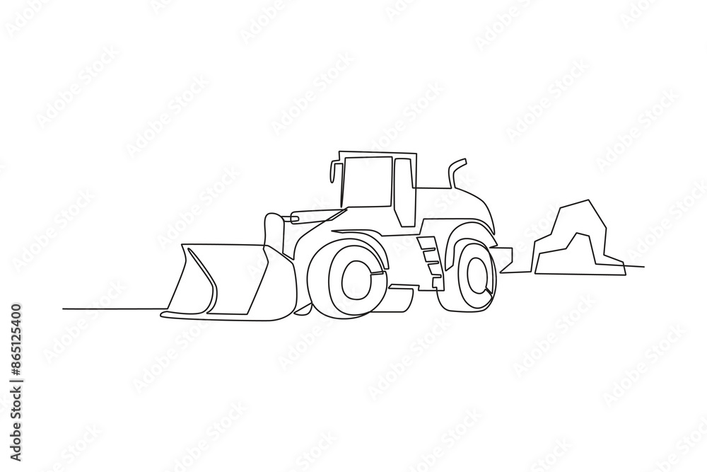 Continuous one line drawing of heavy equipment used in the mining ...