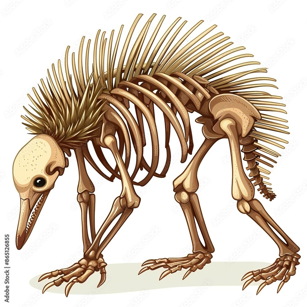 Echidna skeleton cartoon isolated whitebackground Stock Illustration | Adobe Stock