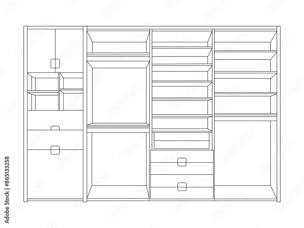 Wardrobe outline icon vector. Wardrobe vector design and illustration ...