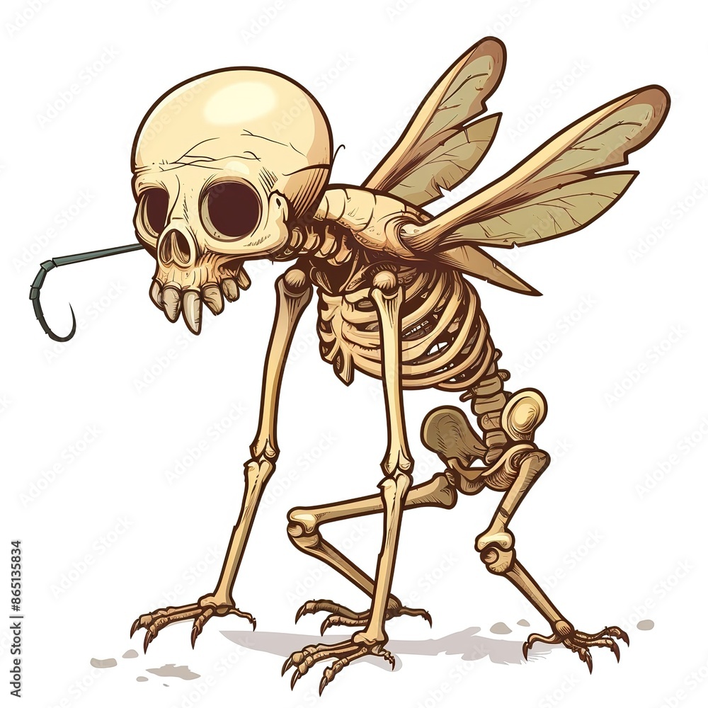 Flea skeleton cartoon isolated whitebackground Stock Illustration ...