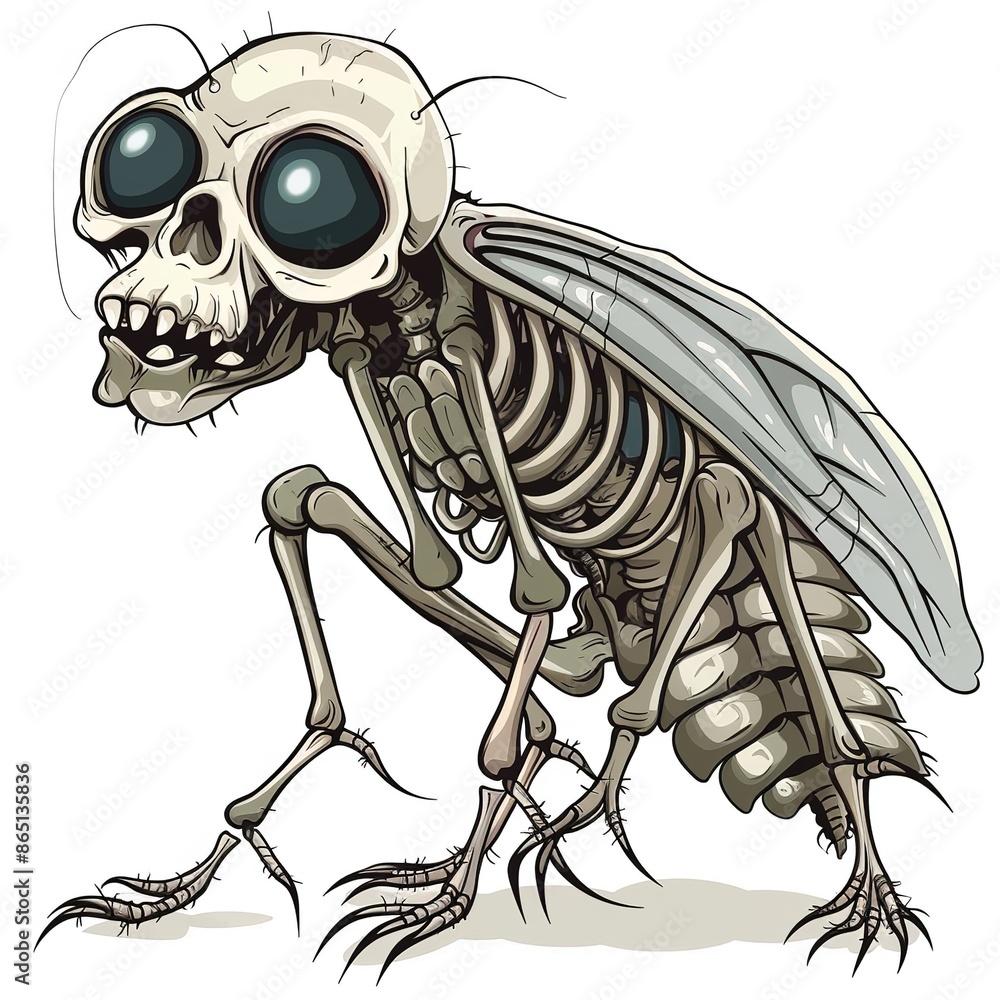 Flea skeleton cartoon isolated whitebackground Stock Illustration ...