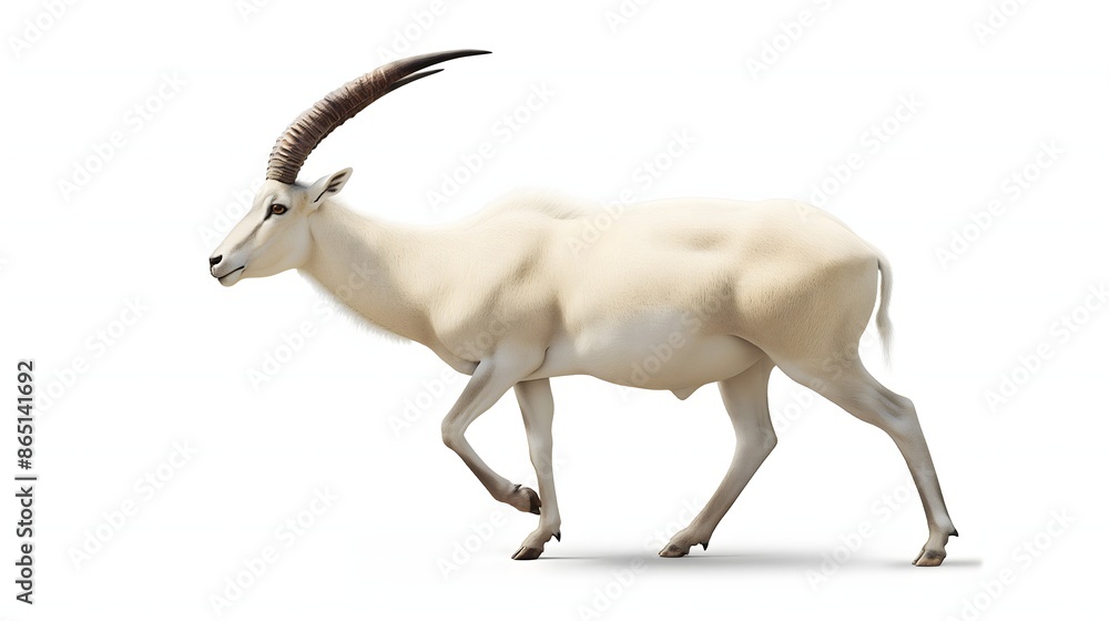 1. Render a detailed digital illustration of an Addax in full-body view ...