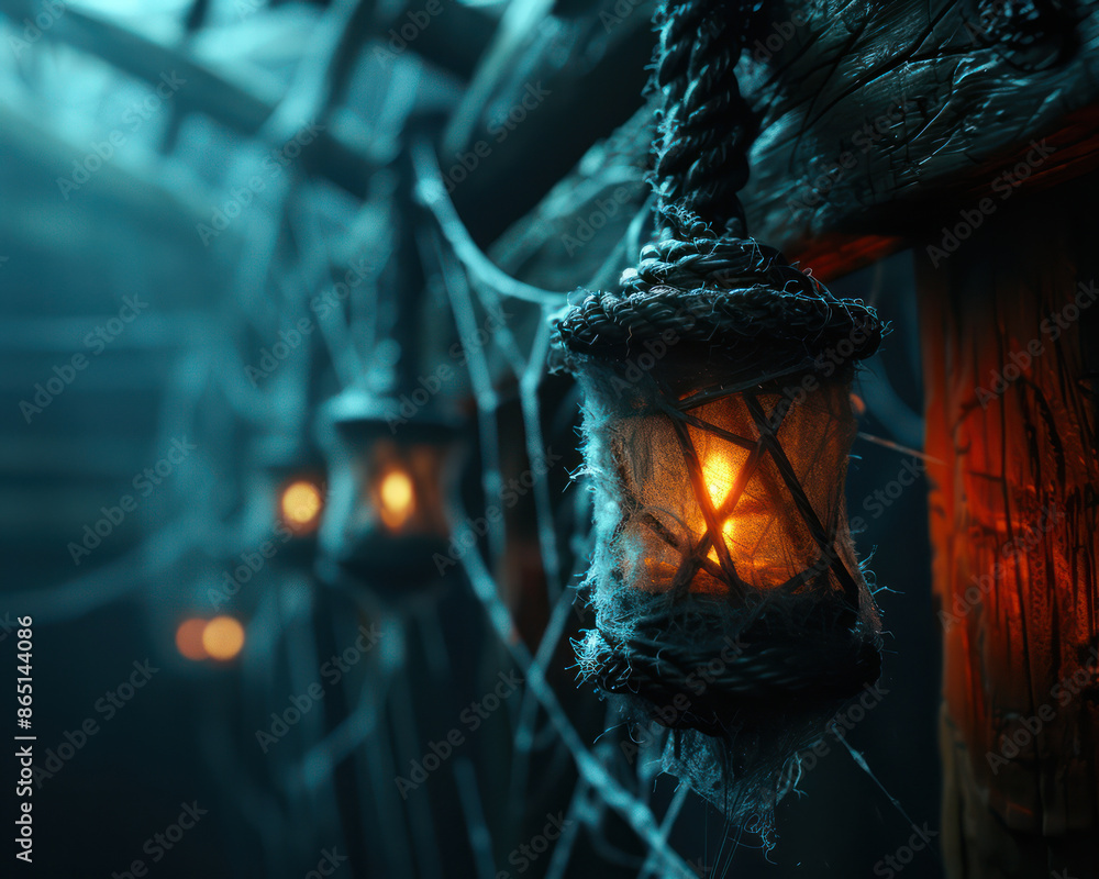 Haunted House with Cobwebs, Spooky Decorations, Spiders, and Ghosts for ...