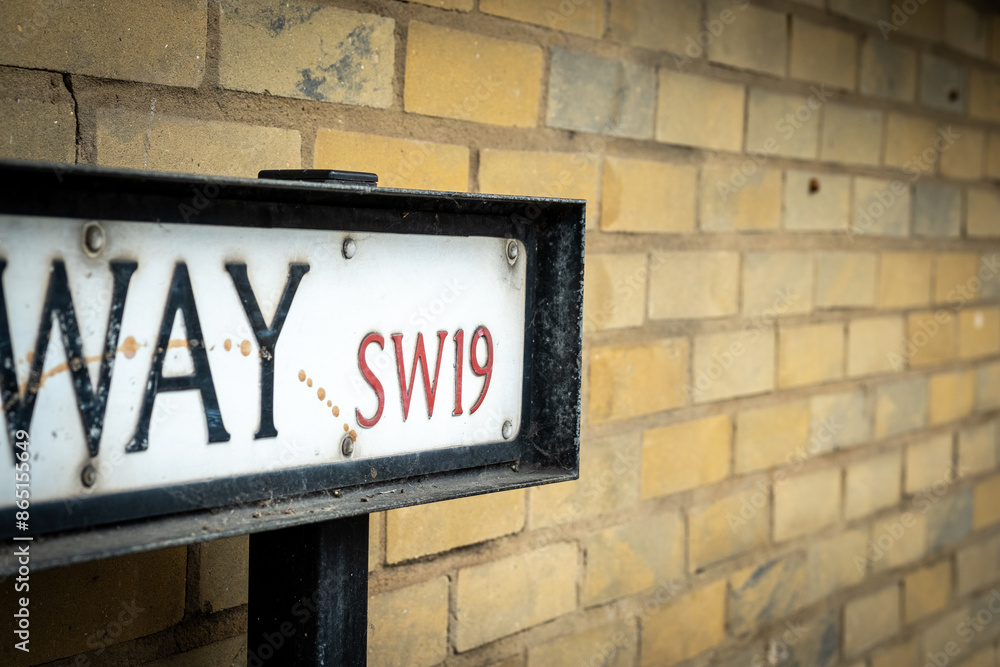 LONDON- SW19 street sign near Wimbledon Village, affluent residential ...