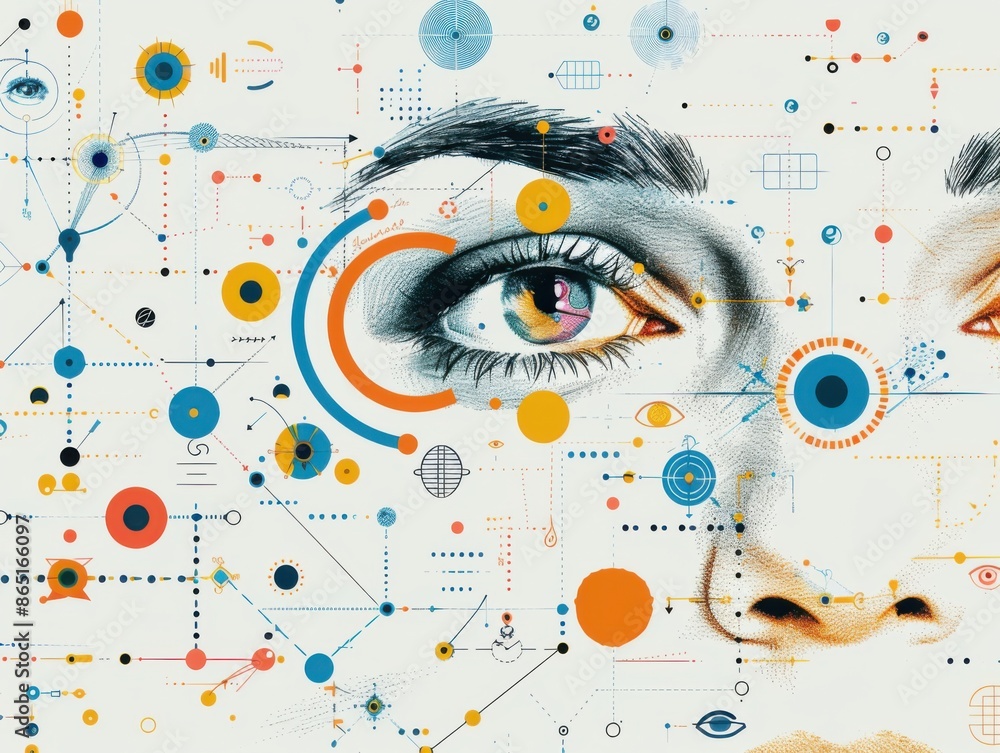 Human senses diagram (eye, ear, nose icons) (sensory organs circled ...