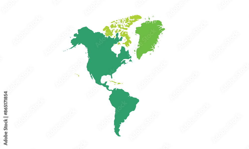 Map of north and south America isolated modern colorful style. for ...