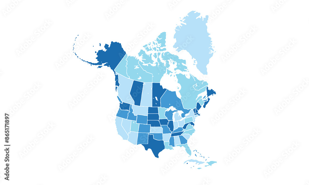 Map of North America isolated modern colorful style. for website ...