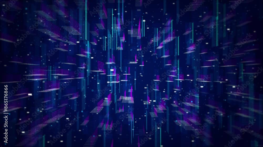 Matrix particle grid virtual reality Artificial intelligence AI, cloud ...