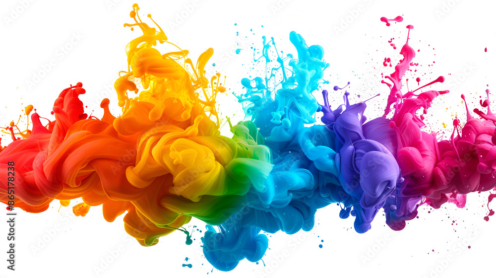 Colorful paint stains. Watercolor spots on a white background. Rainbow ...