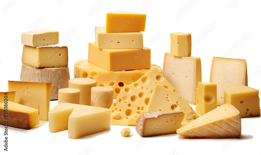 Cheese collection isolated on transparent background. with clipping ...