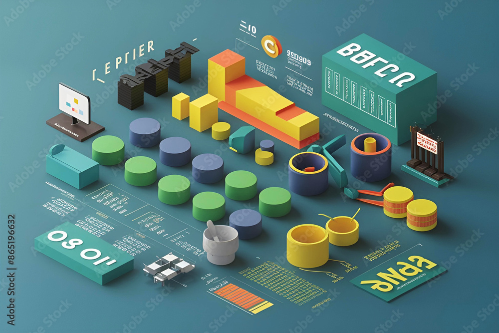 Abstract 3d infographics designs for web design. A set of tools for ...